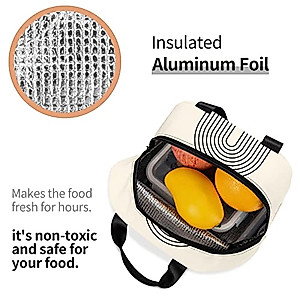Echoserein Abstract Boho Art Simple Modern Aesthetic Lunch Bag Insulated Lunch Box Reusable Lunchbox Waterproof Portable Lunch Tote For Women Men Girls Boys