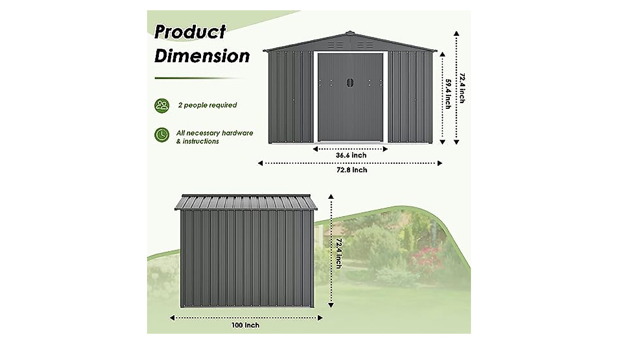 SUNCROWN 6X8 FT Garden Storage Shed - Durable and Stylish