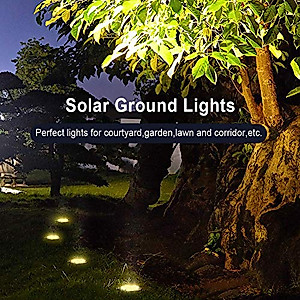niplnr Solar Ground Lights, 8 LED Solar Disk Lights Outdoor Waterproof for Garden Yard Patio Pathway Lawn Driveway Walkway- Warm White (10 Pack)