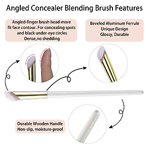 2 Pcs Angled Shading Brush & Mini Nose Contour Brushes, Angled Concealer Brush Under Eye for Dark Circles Puffiness, Bronzer Highlighting Brush, Shadow Brush, Eye Makeup Brushes for Face
