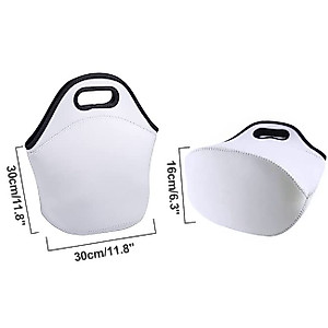 QOMOLANGMA 6 pcs Sublimation Blank Lunch Bag 11.8 x 11.8 in Tote Bag Reusable Insulated Thermal Food Carry Case Handbags with Zipper for Heat Press Transfer Printing (black bottom)