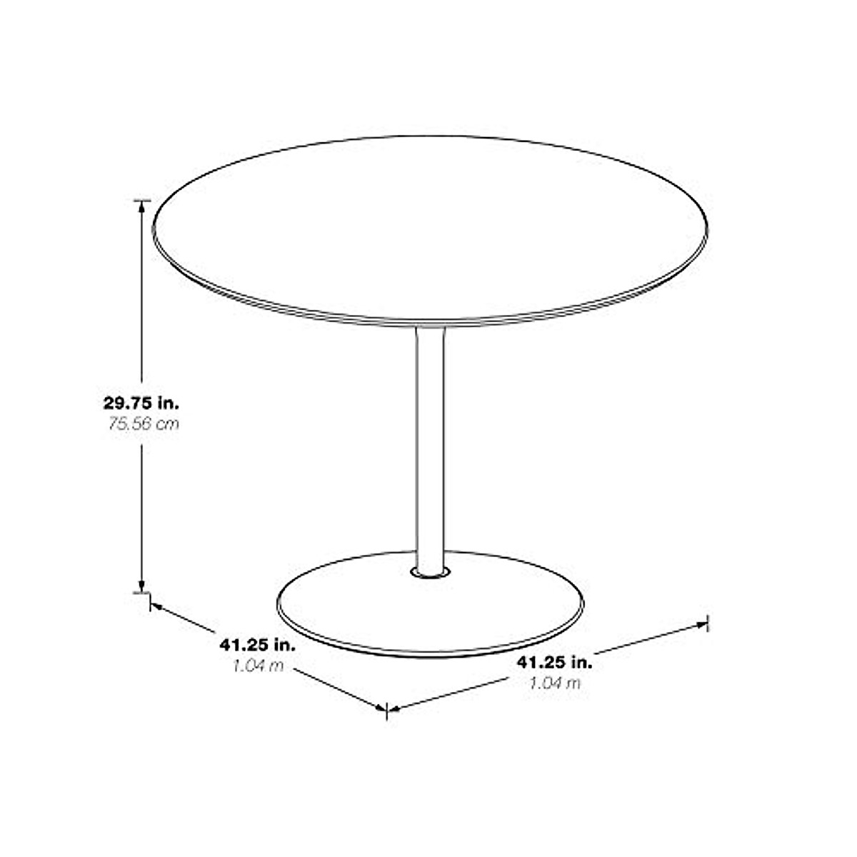 OSP Home Furnishings Flower Mid-Century Dining Table, White Top with Brass Base
