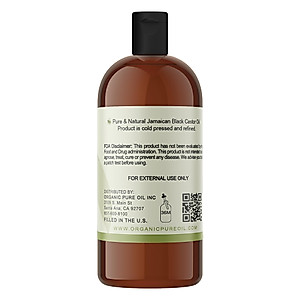 Jamaican Black Castor Oil - 32 OZ Pure, Cold Pressed, Filtered Hexane & Chemical Free, PBA-Free Plastic Caster - Hair Growth, Body, Skin - Brows, Lashes