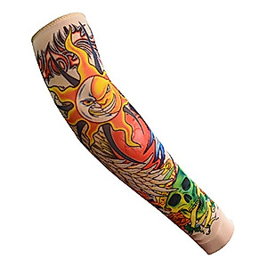Acfun 6pcs Temporary Tattoo Sleeve for Kids Boy Girls, Fake Slip on Arm Sunscreen Sleeves for Outdoor Sports Riding Cycling, B