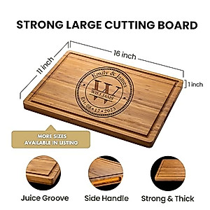 Personalized Wedding Cutting Board - Custom Monogram Engraved Charcuterie Board, Bridal Shower Registry Gift Ideas - 50th Anniversary Gift for Her, USA Hand Crafted