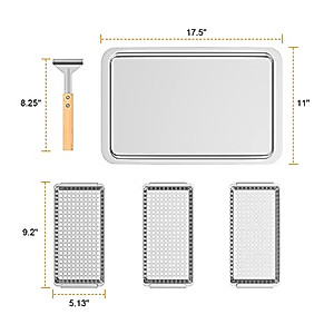 KEESHA 3 Pack Grill Baskets Set - Includes 3 Grill baskets a Serving Plate & Clamp Handle - Perforated Grill Pans Fit for Pit Boss for Weber for Camp Chef for Traeger Pellet & Charcoal Grills & Smokers