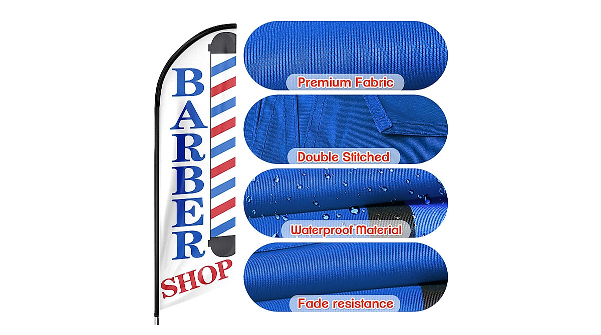 Eye-Catching Barbershop Flag with Pole Kit – 11FT Swooper