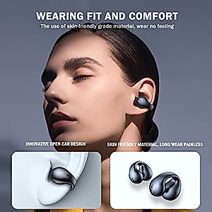 MaxKite Ear Clip Bone Condution Headphones, Ear Clips Ear Buds Open Ear Earbuds for Android iOS Windows, Bone Conduction Earbuds with Earhooks for Sports Workout Running Cycling