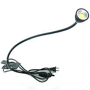 QUANS 5W 3 Colors LED COB Clip on Light Black 19.68 INCH 50 CM Tube Desk Flexible Table Bed Lamp Work Home Design Lighting 110V 220V 85-265VAC with US Plug Switch on Off 500LM (Black)