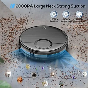 Robot Vacuum and Mop Combo, 2 in 1 Mopping Robot Vacuum Cleaner with Schedule, Wi-Fi/App/Remote, 2000Pa Max Suction, Self-Charging Robotic Vacuum, Slim, Ideal for Hard Floor, Pet Hair, Low-Pile Carpet