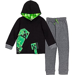 Minecraft Creeper Little Boys Fleece Hoodie & Pants Black/Gray 6
