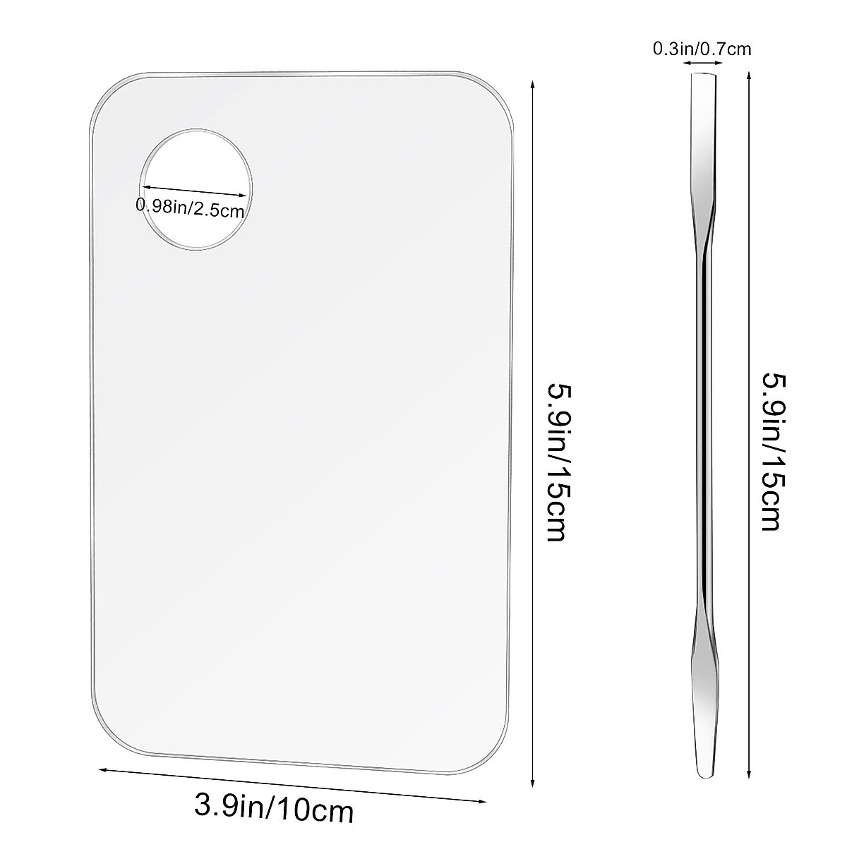 Acrylic Cosmetic Makeup Mixing Palette,2 Pcs Makeup Mixing Tray with 2PCS Makeup Spatula Tool, Makeup Mixing Palette for Foundation Nail Art Eye Shadow Pigment Blending