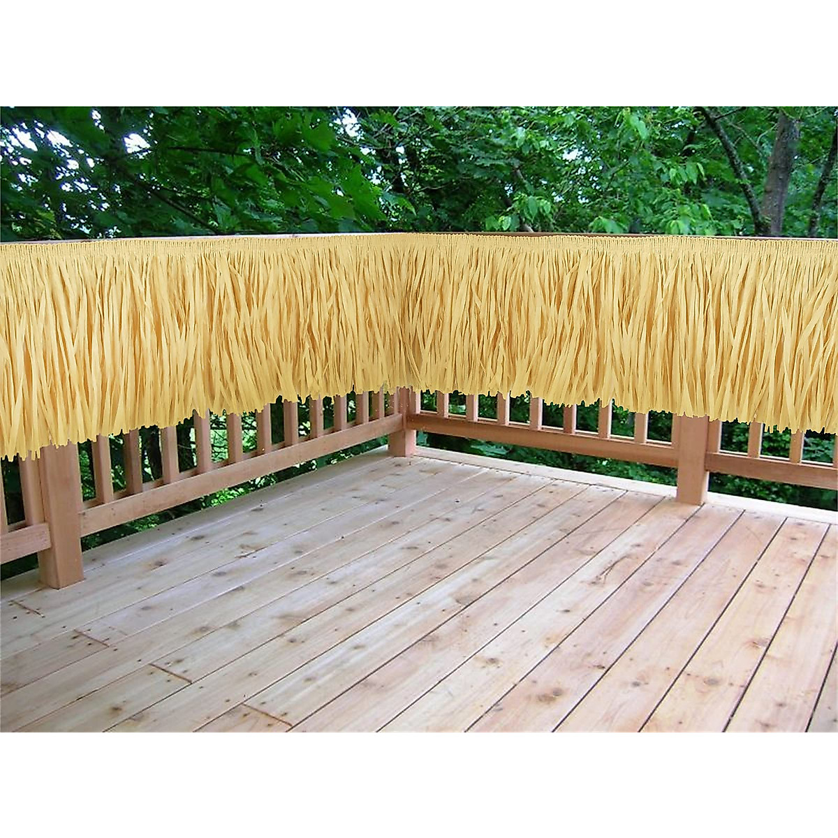Hawaiian Luau Grass Raffia Fringe Banner Table Skirt for Tropical Birthday Party Tiki Bar, Tent,Chair Skirt,Deck Skirt,Garland Graduation Summer Beach Decorations