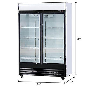 DHPM 51" 2 Sliding Glass Reach in Refrigerator Swing, Door Upright Display Beverage Cooler Merchandiser, Antique White