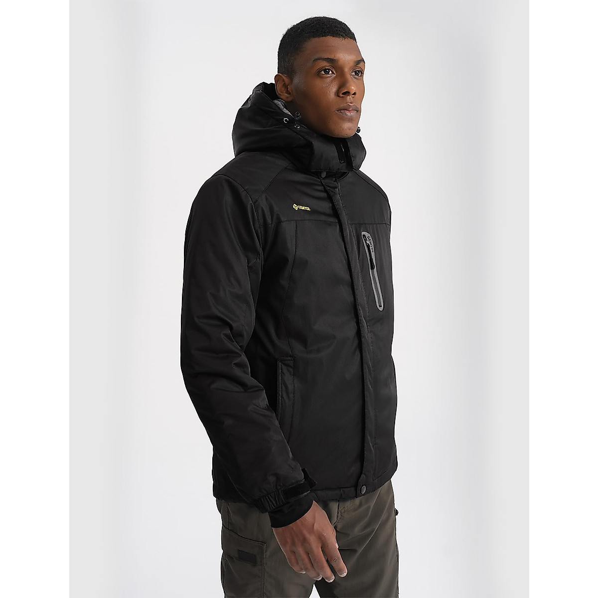 GEMYSE Men's Mountain Waterproof Ski Snow Jacket Winter Windproof Rain Jacket (Black,X-Large)