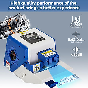 Heat Sealer Machine,Bag Sealer,Continuous Roller Sealer Temperature Control（0-200℃）Fastest Speed Reach 6 Meters Per Minute,Suitable for Small Factories, Warehouses, Shops, and Home Kitchens