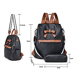 Shrrie Backpack Purse for Women Leather Backpack Fashion Travel Bag Anti-Theft Black Shoulder Bag