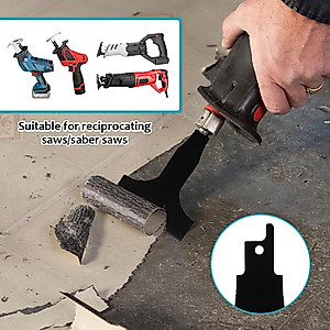 JIANWEI 5PCS Reciprocating Saw Spatula Brush Set, Nylon Wire Abrasive Brushes Reciprocating Blade Saw Cleaning Tool for Tile Cleaning, Floor Mud Cleaning, Wall Putty Removal(Black)