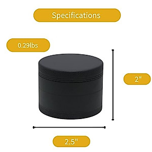 Grinder 2.5", Aluminum, Spice Grinder, Black Grinder, Premium grinder with magnetic lid, Spice Grinder for Cooking, Manual Grinder for spices, TwoRock -