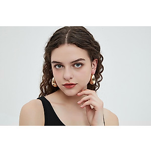 Chunky Stud Half Hoop Earrings for Women Stud Half Open Earrings Filled Simple Hypoallergenic Jewelry Gold & Silver (Large) (Gold)