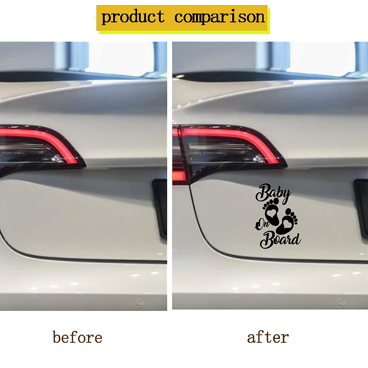 Baby on Board Sticker for Cars Footprint Funny Cute Safety Caution Decal Sign for Car Window and Bumper (B)