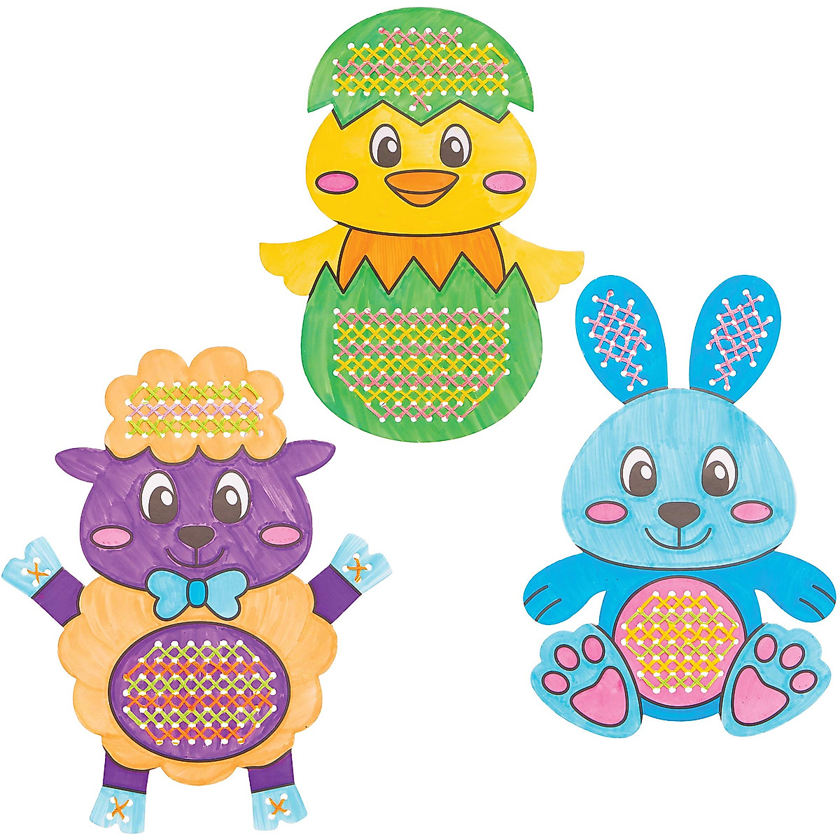 Baker Ross AT505 Easter Color in Cross Stitch Kits - Pack of 5, Embroidery Kits for Beginners, Ideal Kids Arts and Crafts Project