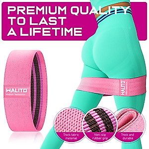 WALITO Resistance Bands for Legs and Butt, Fabric Exercise Loop Bands Yoga, Pilates, Rehab, Fitness and Home Workout, Strength Bands for Booty