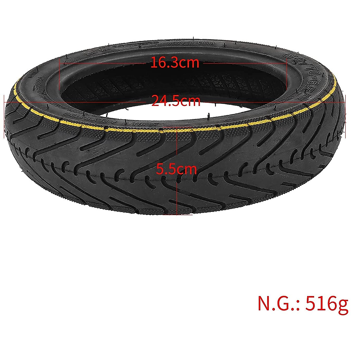 YBang 60/70-6.5 tubeless tire with valve for Segway Ninebot Max G30 / G30E / G30LP electric scooter solid rubber tires 10-inch anti-slip explosion-proof tires (2 Pcs)