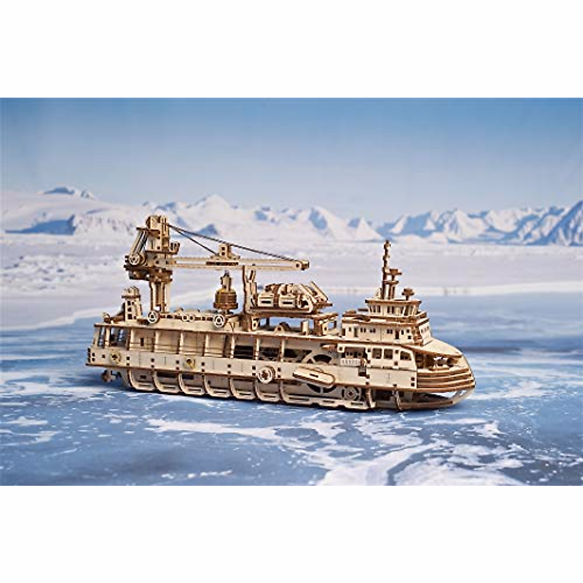 UGEARS 3D Puzzles Research Vessel - DIY Model Ship 3D Idea - Unique and Creative Wooden Mechanical Models - Self Assembly Woodcraft Construction Kits