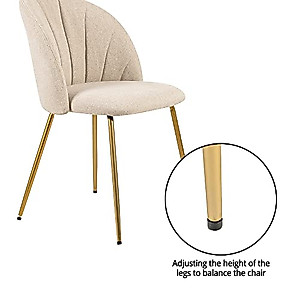 GIA Home Furniture Series Mid-Century Modern Dining Chair with Tufted Beige Velvet Upholstery, Set of 2, Gold