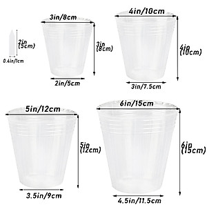 Baaxxango 48 PCS Plant Nursery Pots,Transparent Plastic Gardening Pot,Soft Clear Plastic Planter with Drainage Hole for Seedling Succulent Vegetable with 48 Labels,6/5/4/3 Inch
