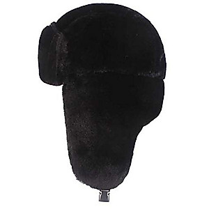Brcus Women Russian Ushanka Trapper Pilot Aviator Cap Winter Windproof Ski Hat Black