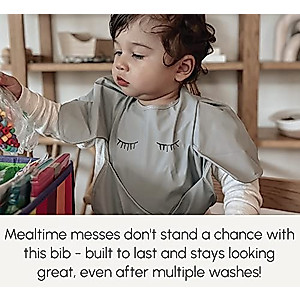 SMOOCH Extra Coverage Baby Bibs for Girls 2 Pack - Baby Feeding Supplies - Infant and Toddler Bibs, Smock, Waterproof Fabric bib, Fits Ages 6-24 Months (Pink & Purple)