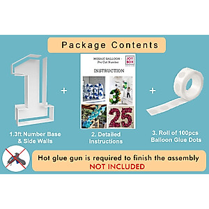 JoyBox Design 3FT Mosaic Balloon Frame Number 1 Light Up Numbers Pre-Cut Kit Thick Foam Board Decoration for Birthdays Anniversary Baby Shower