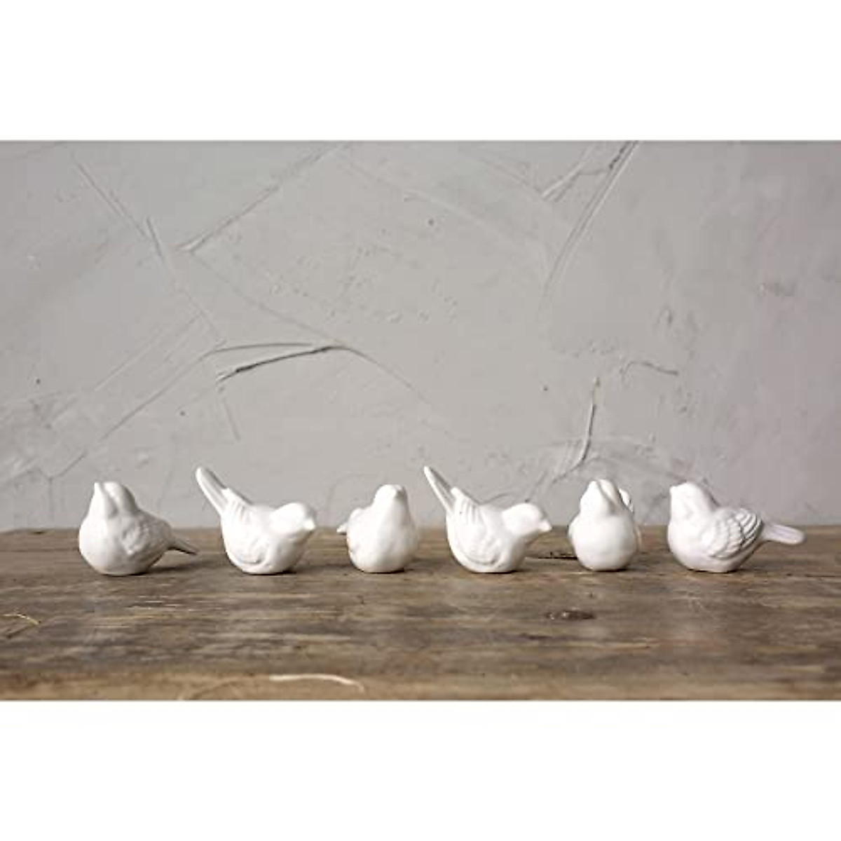 Set of 6 White Ceramic Birds