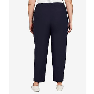 Alfred Dunner womens Petite Classic Allure Fit Proportioned With Elastic Comfort Waistband Casual Pants, Navy, 14 Petite US