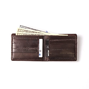 OROM EEL SKIN LEATHER SLIM WALLET (brown, 3.8" x 3.15")