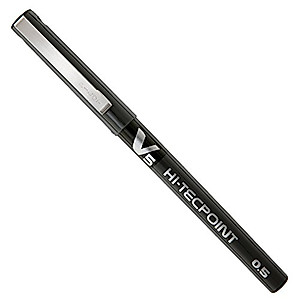 PILOT V5 Liquid Ink Rollerball 0.5 mm Tip - Black, Box of 12