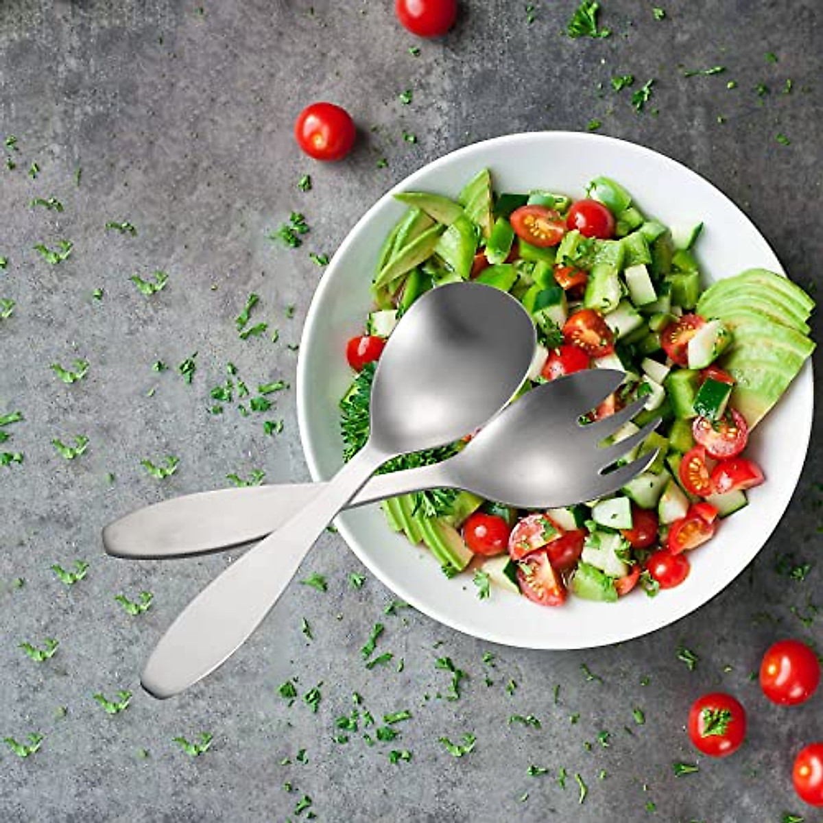 IMEEA Salad Servers Set SUS304 Stainless Steel Salad Fork and Spoon Salad Serving Utensils, 9.45-Inch