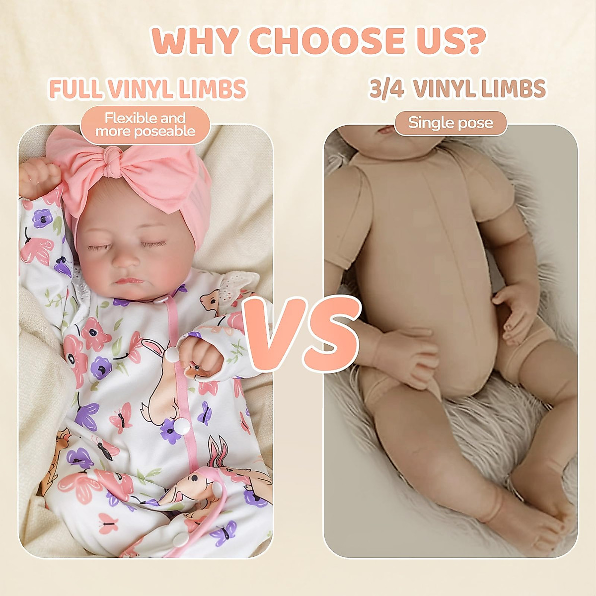 BABESIDE Reborn Baby Dolls Connie - 20 inch Soft Vinyl Realistic-Adorable Baby Doll Real Life Lifelike Baby Dolls with Complete Accessories Perfect for Cuddling, Playtime, and Gift Giving