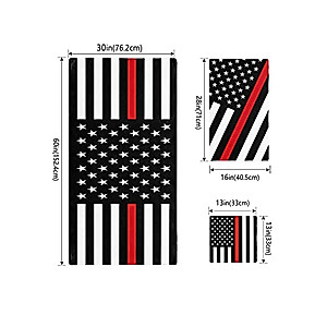 PakiInno Bath Towels Set Soft Absorbent Towels Red Line American Flag Respect Firefighter Sign Fluffy Shower Towel Hand Towel Washcloths for Fitness, Sports, Travel