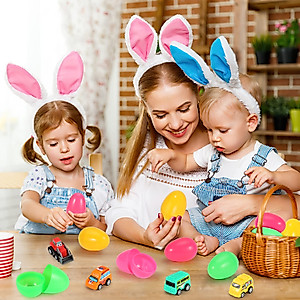 Aitsite 16 Pack Fillable Plastic Easter Egg with Pull-Back Construction Vehicles for Easter Theme Party, Favor Easter Eggs Hunt, Basket Stuffers Fillers, Classroom Prize, Birthdays Gifts