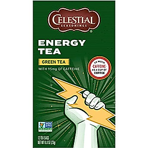 Celestial Seasonings Energy Green Tea, Caffeinated, 12 Tea Bags Box, (Pack of 6)