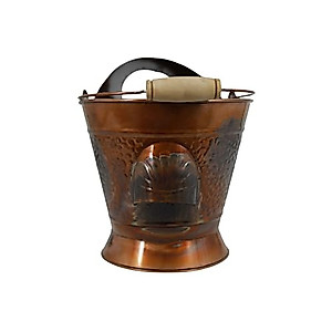 Coal Hod Bucket - Distressed Brass - Decorative Appeal - for Fireplace & Pellet Stove Ashes - Easy Hopper Filling - Lightweight