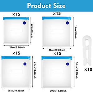 60 Pack Sous Vide Bags Vacuum Sealer Bag for Food, 4 Sizes Reusable Food Bags Vacuum Zipper Storage Bags with Air Valve Double Layers Food Storage