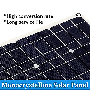 50W 5V/18V Solar Panel USB Output Monocrystalline Solar Panel IP65 Water-resistant with 10A Solar Charge Controller Regulator for Car Yacht Batterys Boat Charger