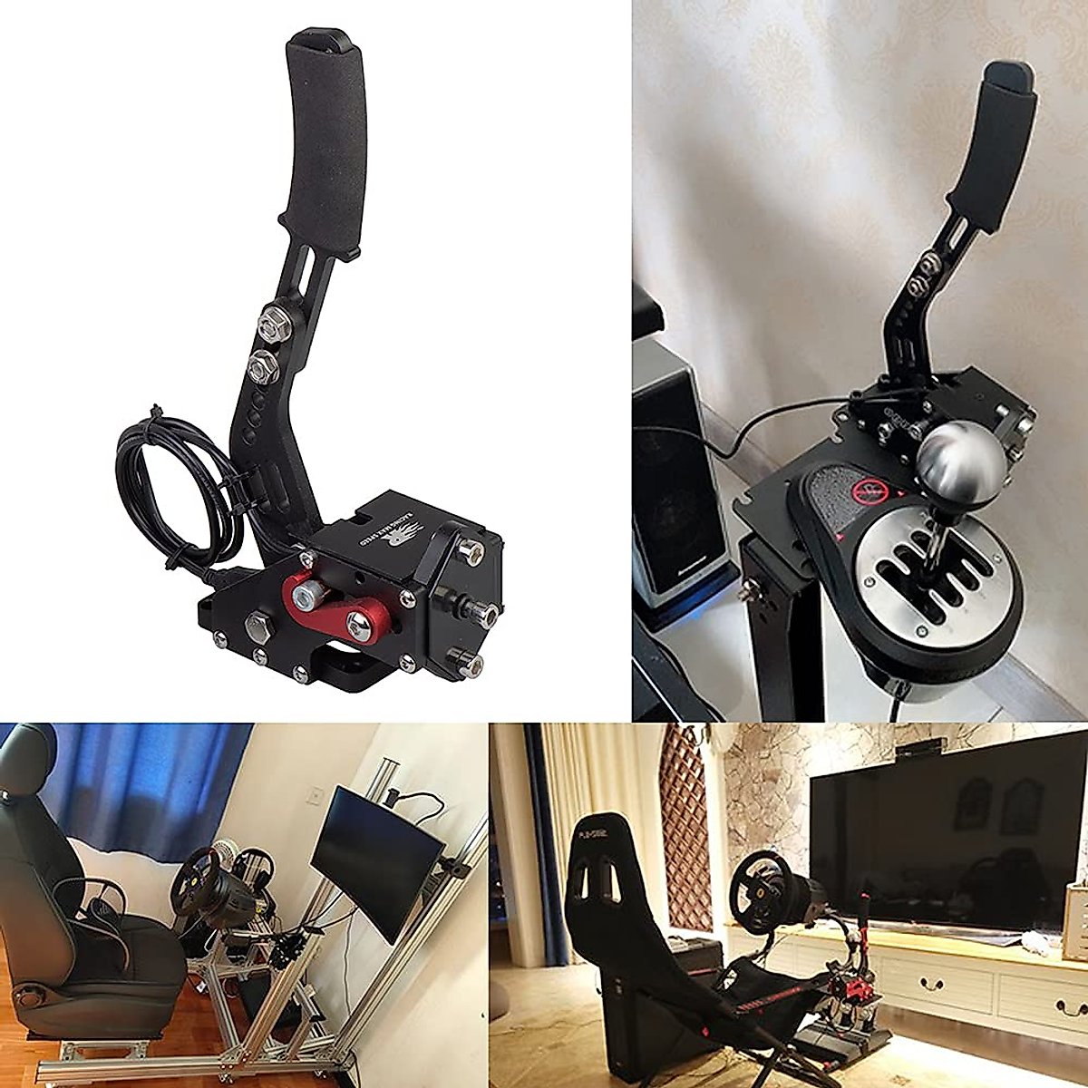 CNRAQR PC Racing Game USB Handbrake for 16Bit SIM for Racing Games, Compatible with Logitech G27 G29 G920 G923 T500 T300 Simulate Linear Handbrake（With Fixing Clip