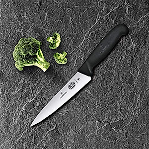 Victorinox Swiss Army 5.2003.15-X8 Fibrox Straight Chef's Knife Black 6 in