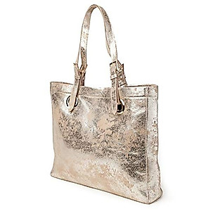 CoFi Shoulder Bags - Genuine Handmade Full Grain Leather Erin Tote (Purse), Unique Platinum Pattern