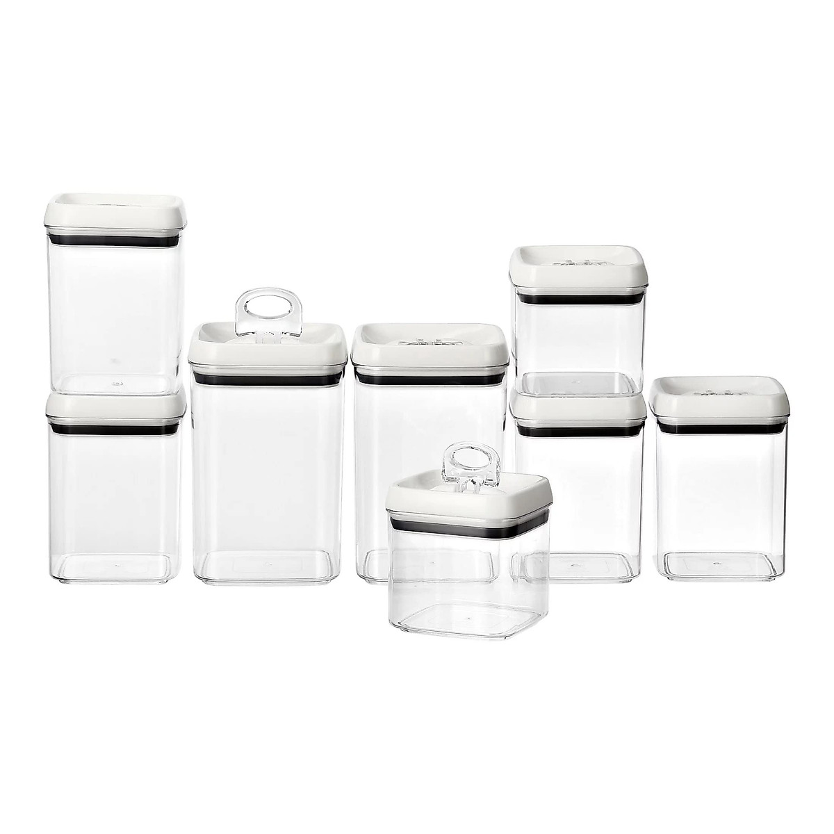 Nulwusk Canister Pack of 8 - Flip Tite Food Storage Container Set Kitchen Pantry Organization Canisters Airtight Food Storage Container Set